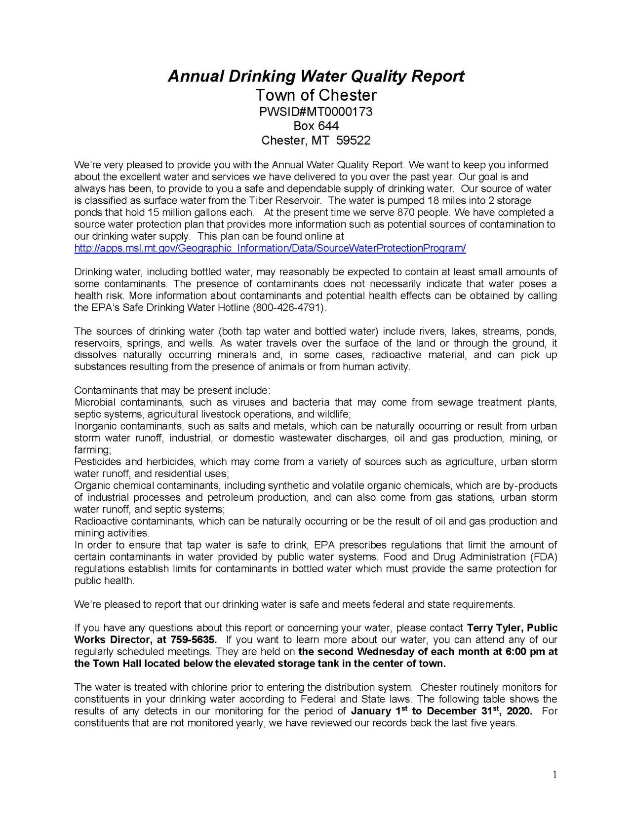 Water Quality Report | townofchesters WordPress